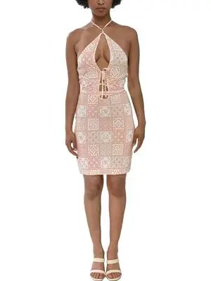 Off-White Maiolica Lace-up Mini Dress - Pink