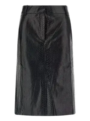 ANDAMANE The Attico Black Snake-Effect Midi Skirt