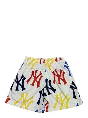 ERIC EMANUEL New York Yankees Logo Print Mesh Shorts - White