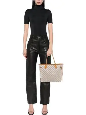 LOUIS VUITTON Damier Azur Neverfull Mm Tote Bag - White