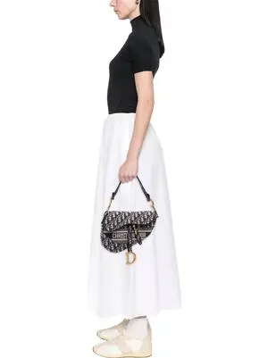 Dior 2020 Oblique Embroidered Canvas Saddle Bag Shoulder Bag - Blue