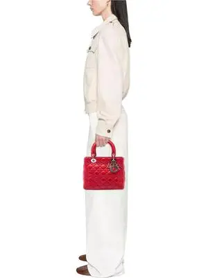 Dior Lambskin Cannage Lady Satchel - Red