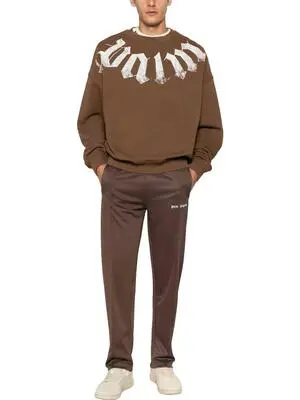 Palm Angels Big Neck Logo Printed Sweatshirt - Brown