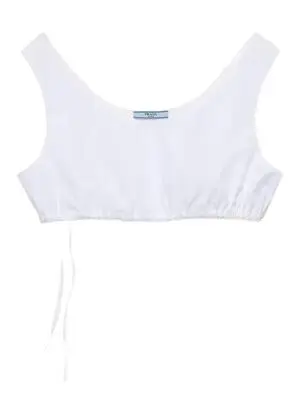 Prada Poplin Top With Drawstring Hem - White