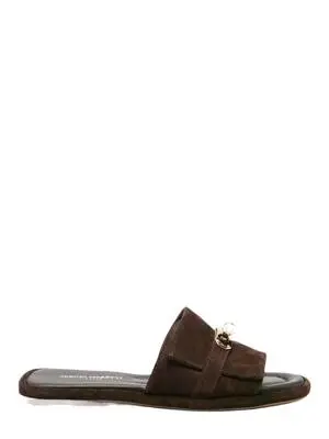 SERGIO MORETTI FIRENZE Suede Sandals With Gold-tone Hardware - Brown