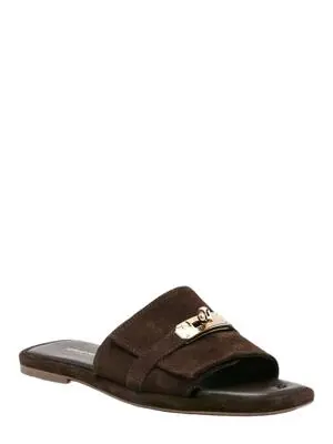 SERGIO MORETTI FIRENZE Suede Sandals With Gold-tone Hardware - Brown