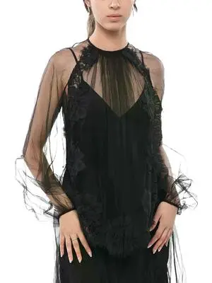 Stella McCartney Sophie Lace-trimmed Tulle Maxi Dress - Black