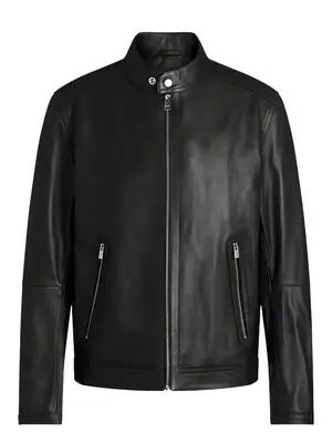 BOSS Leather Zip-up Jacket - Black