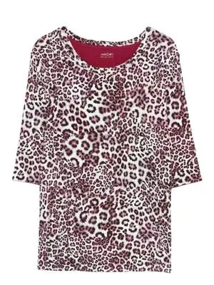 MARCCAIN Animal Print Round Neck T-shirt - Grey