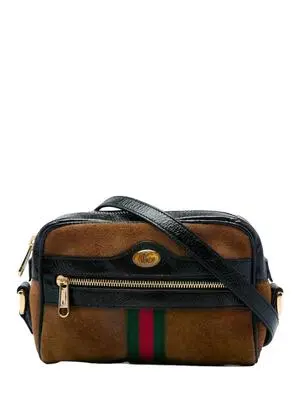Gucci Ophidia Suede Web Mini Crossbody Bag - Brown