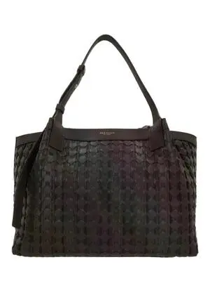 SERAPIAN Small Mosaico Woven Leather Tote Bag - Brown