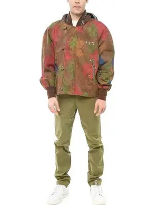 Off-White Camouflage Print Jacket With Agreement Logo - Brown
