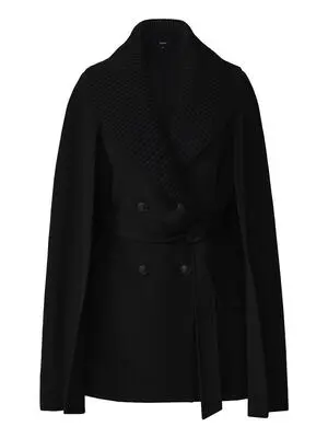 Mackage Susie Wool Cape With Shawl Collar And Belt - Black