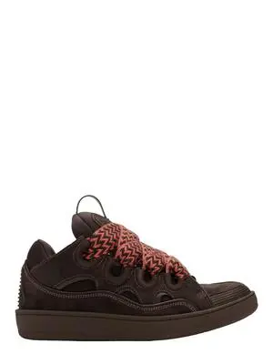 LANVIN Curb Leather Sneakers - Dark Brown