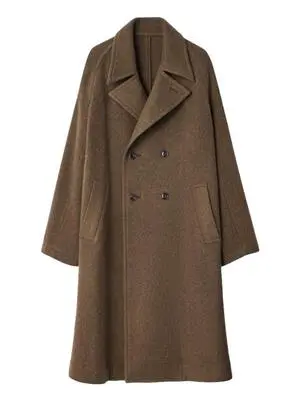 LEMAIRE Double-breasted Felted Wool And Alpaca Blend Coat - Mud