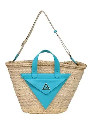 LE TRAP Formentera Woven Basket With Removable Clutch - Blue