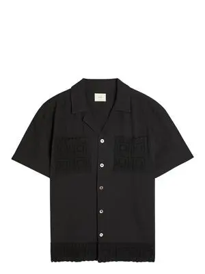 CHE Inigo Crot-trim Cotton And Linen-blend Shirt - Black