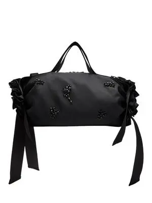 Simone Rocha Double Ribbon Rosette Nylon Top Handle Bag - Black