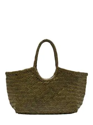 Dragon Diffusion Nantucket Big Woven Leather Tote Bag - Khaki