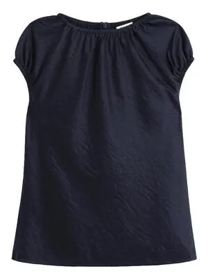 Cos Gathered Crinkled-satin Top - Navy