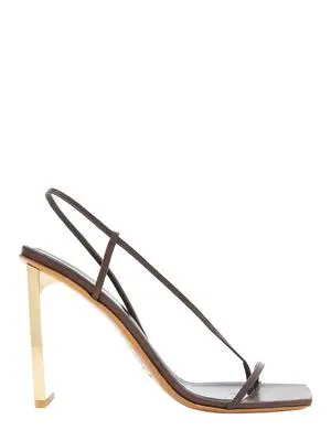 ARIELLE BARON Narcissus Leather Sandals With Gold Tone Heel - Brown