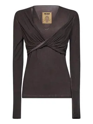 UMA WANG Twisted Long Sleeve Top - Brown
