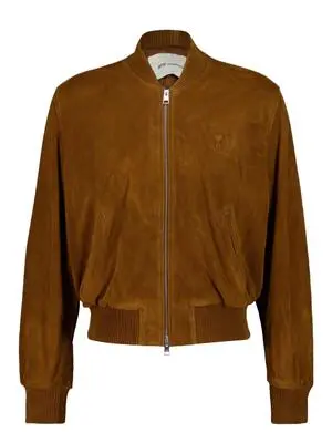 AMI Paris Suede Leather Zipped Bomber Jacket - Brown