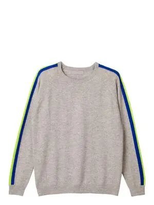 COVE Cashmere Jumper With Neon Stripe Detail - Grey