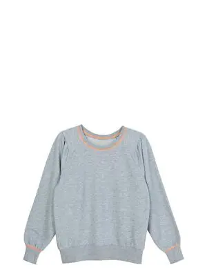 COVE Crewneck Sweatshirt With Puff Sleeves And Neon Trim - Grey