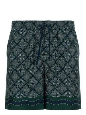 Casablanca Radiating Monogram Silk Twill Bermuda Shorts - Multicolor