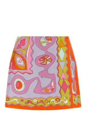 EMILIO PUCCI Pucci 'Angoli' Print Silk Twill Wrap Miniskirt