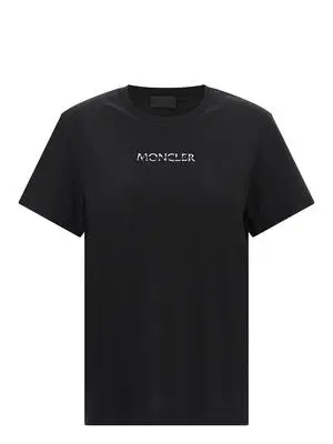 Moncler MONCLER Logo Embroidery Cotton T-Shirt Black