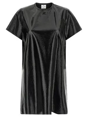 COURREGES Vinyl T-shirt Mini Dress - Black
