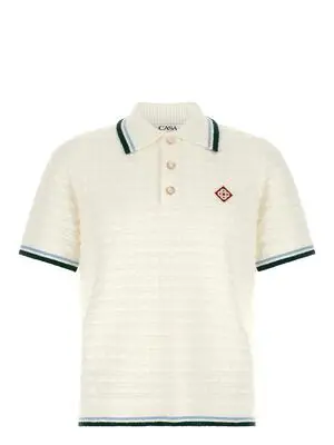 Casablanca Bouclé Polo Shirt - White