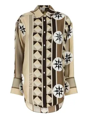 Loewe LOEWE Paula's Ibiza Printed Silk Oversize Shirt Multicolor
