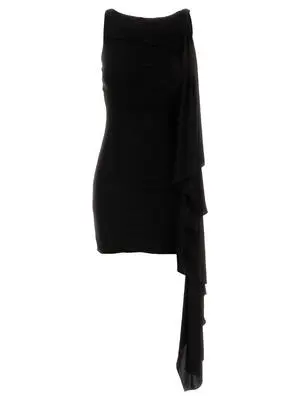 Alexander Wang Jersey Mini Dress With Draped Detailing - Black