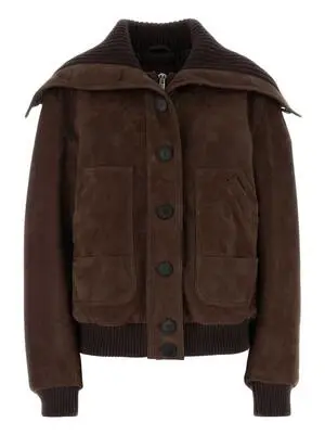 Attico Suede Bomber Jacket - Brown