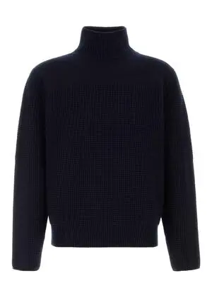 FERRAGAMO Navy Wool Turtleneck Sweater - Blue