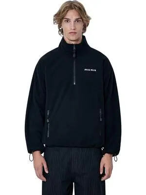 Miu Miu Half-zip Fleece Sweatshirt - Black