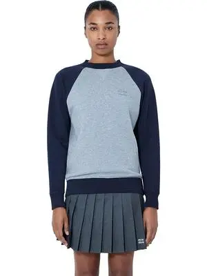Miu Miu Raglan Sleeve Sweatshirt With Embroidered Logo - Gray