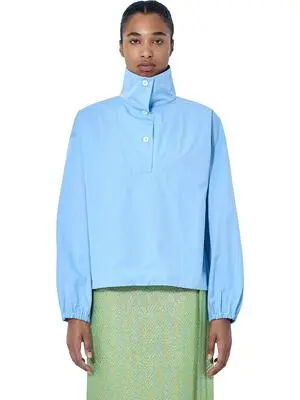 Marni MARNI High-Collar Buttoned Pullover In Cotton Blue