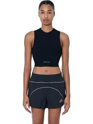Balenciaga Fitted Ribbed Knit Sleeveless Crewneck Top - Black