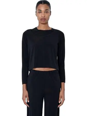 Issey Miyake Long Sleeve Cropped Top - Black