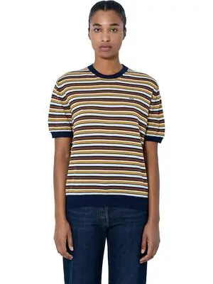 Prada Striped Cashmere Knit T-shirt - Blue