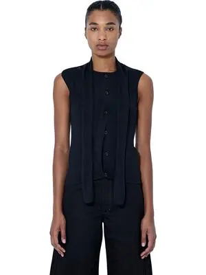 LEMAIRE Asymmetrical Vest With Scarf Detail - Black
