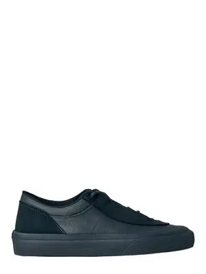 Stone Island Low Top Sneakers In Canvas And Suede - Black