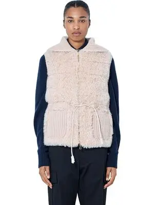 Moncler Sherpa-lined Knitted Vest - Cream