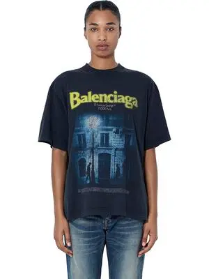 Balenciaga Medium Fit Graphic T-shirt - Blue