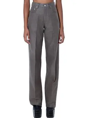 Rick Owens Mid Rise Straight Leg Trousers - Gray