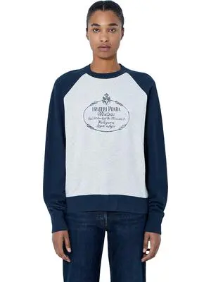 Prada Cotton Crewneck Sweatshirt With Contrast Raglan Sleeves - Blue